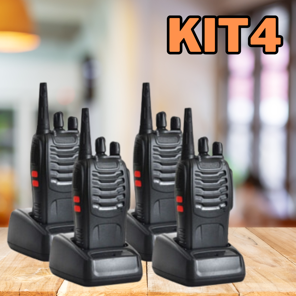 Kit 4 Radio Walkie Talkie Comunicador Alcance 12 Km 16 Canais AN-777s ...