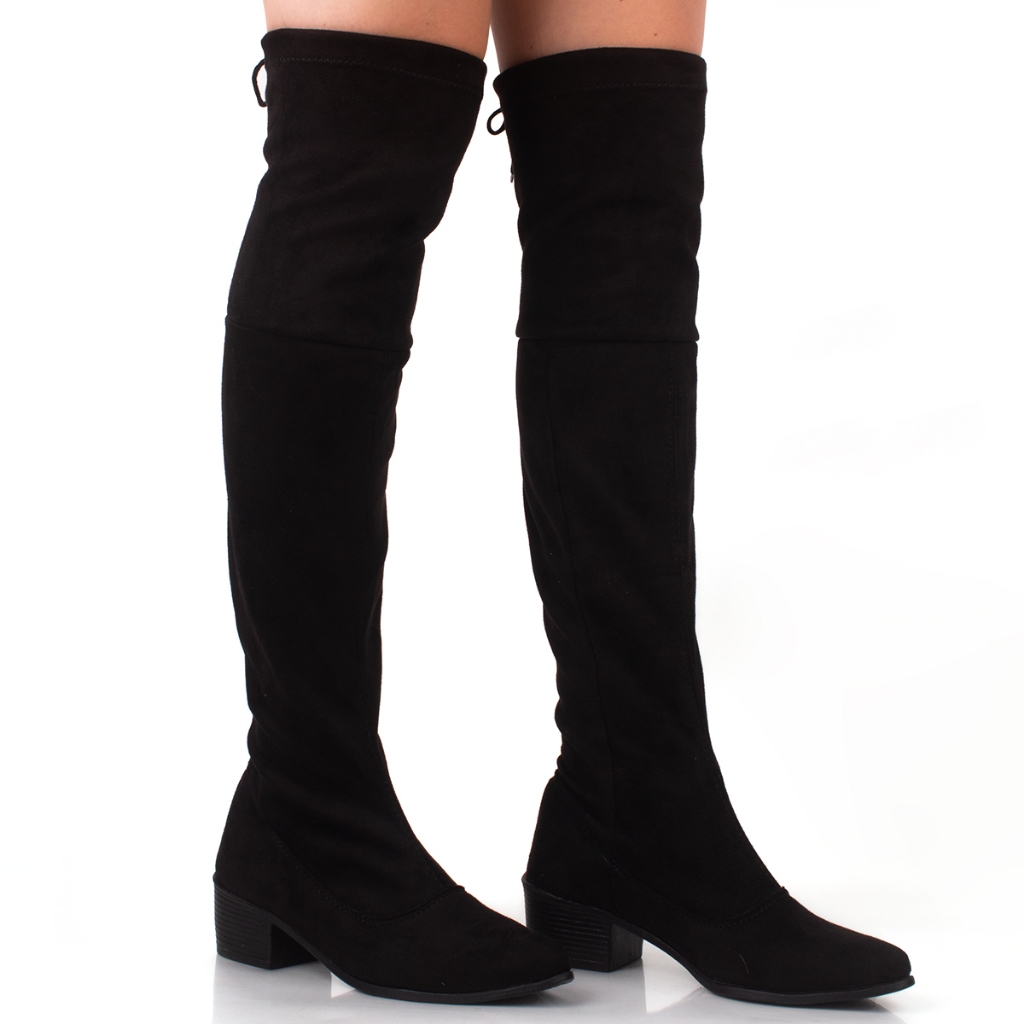 Bota Over Feminina Salto Baixo Grosso Bloco Cano Longo Alto Joelho ...