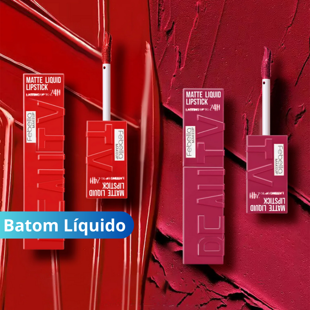 Batom Líquido Matte Lipstick 24h Febella - Escolha seu tipo | Shopee Brasil
