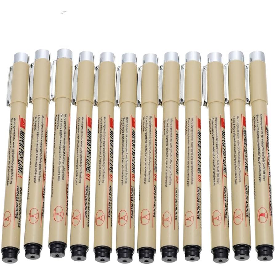 Kit 12 Canetas Nanquim Hachura Caneta Nanquim para desenho profissional ...