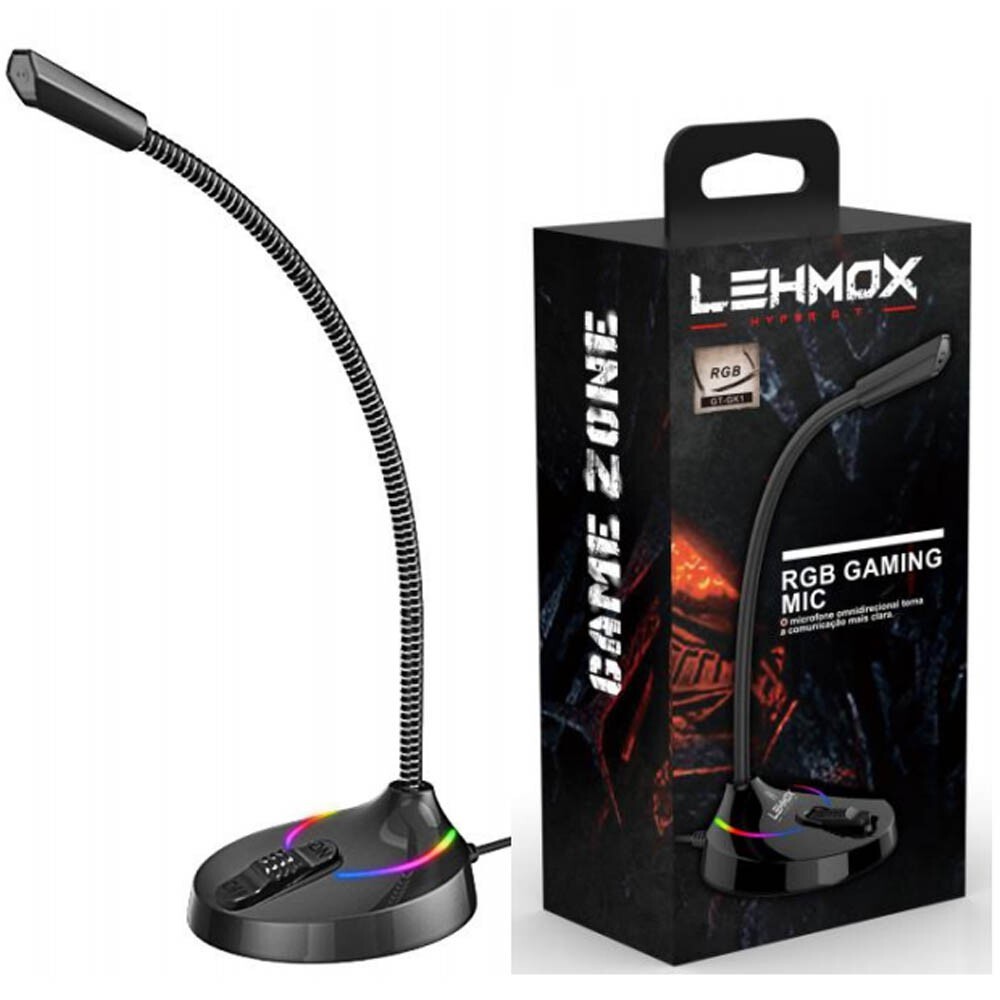 Microfone Gamer De Mesa Rgb P2 Gt-Gk1 Microfone Pc Usb | Shopee Brasil