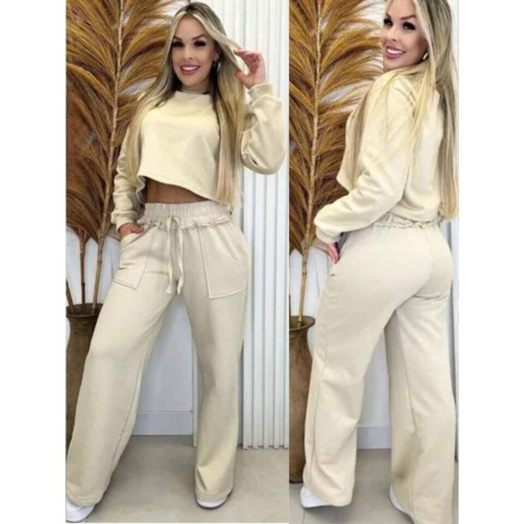Conjunto Moleton Moletinho Feminino Modelo Gringa | Shopee Brasil
