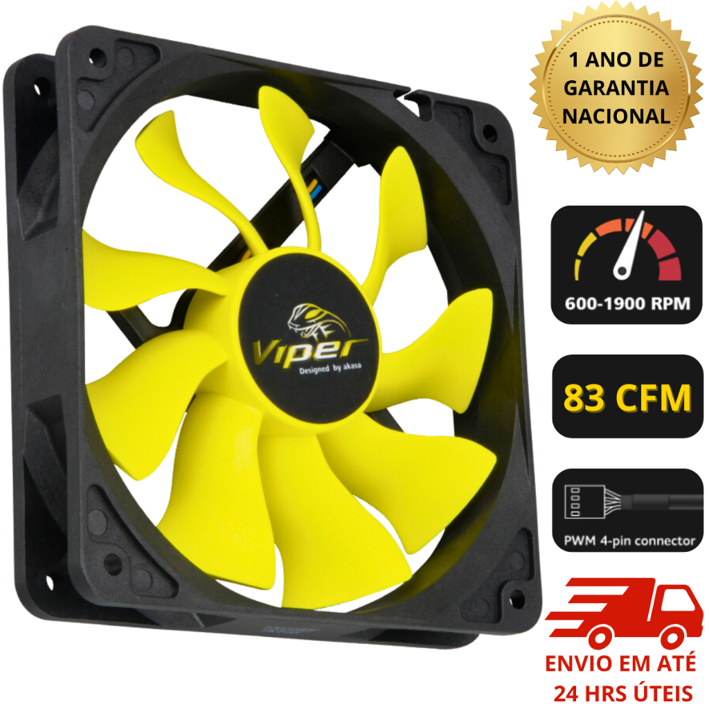 Fan 120mm 4 Pinos PWM Alto CFM e Fluxo de Ar S-Flow Ventoinha para ...