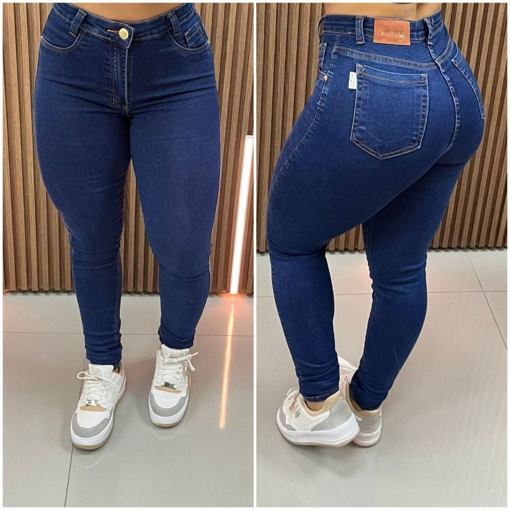 Calças Skinny Jeans Feminina Coladinha Cintura Alta Sal E Pimenta ...