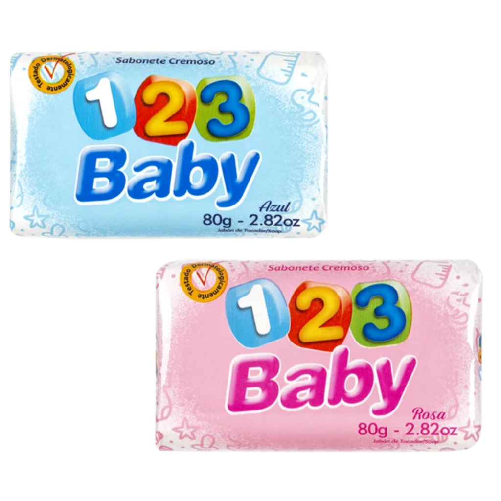 Kit 12 Sabonetes Infantis 123 Baby Azul ou Rosa | Shopee Brasil