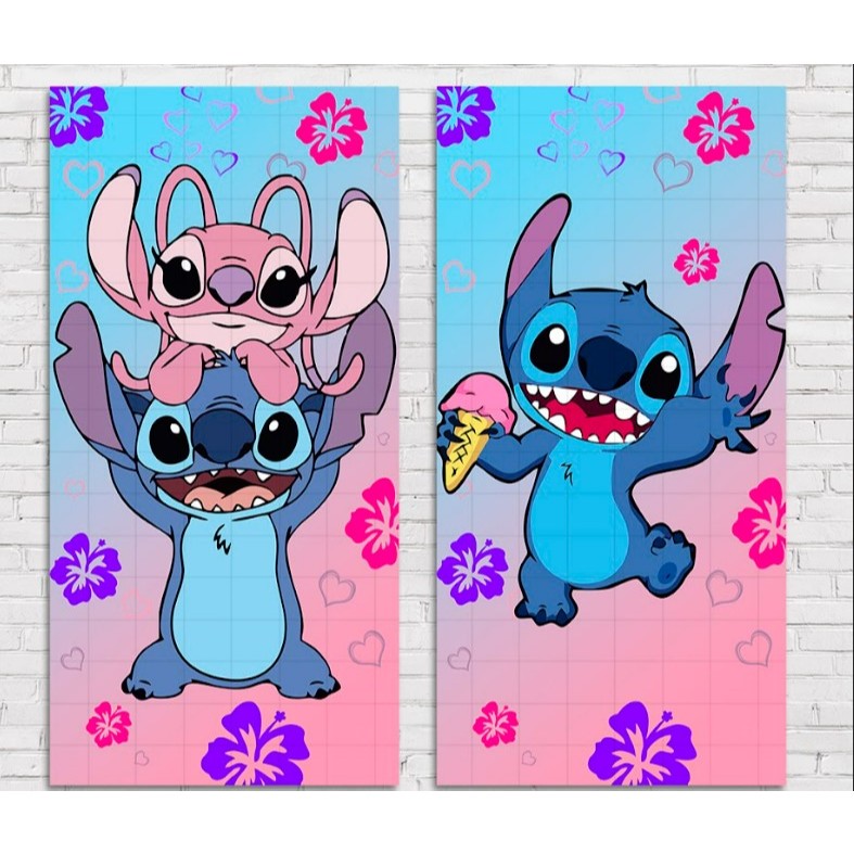 Painel lateral sublimado Tema Lilo e Stitch rosa e azul | Shopee Brasil