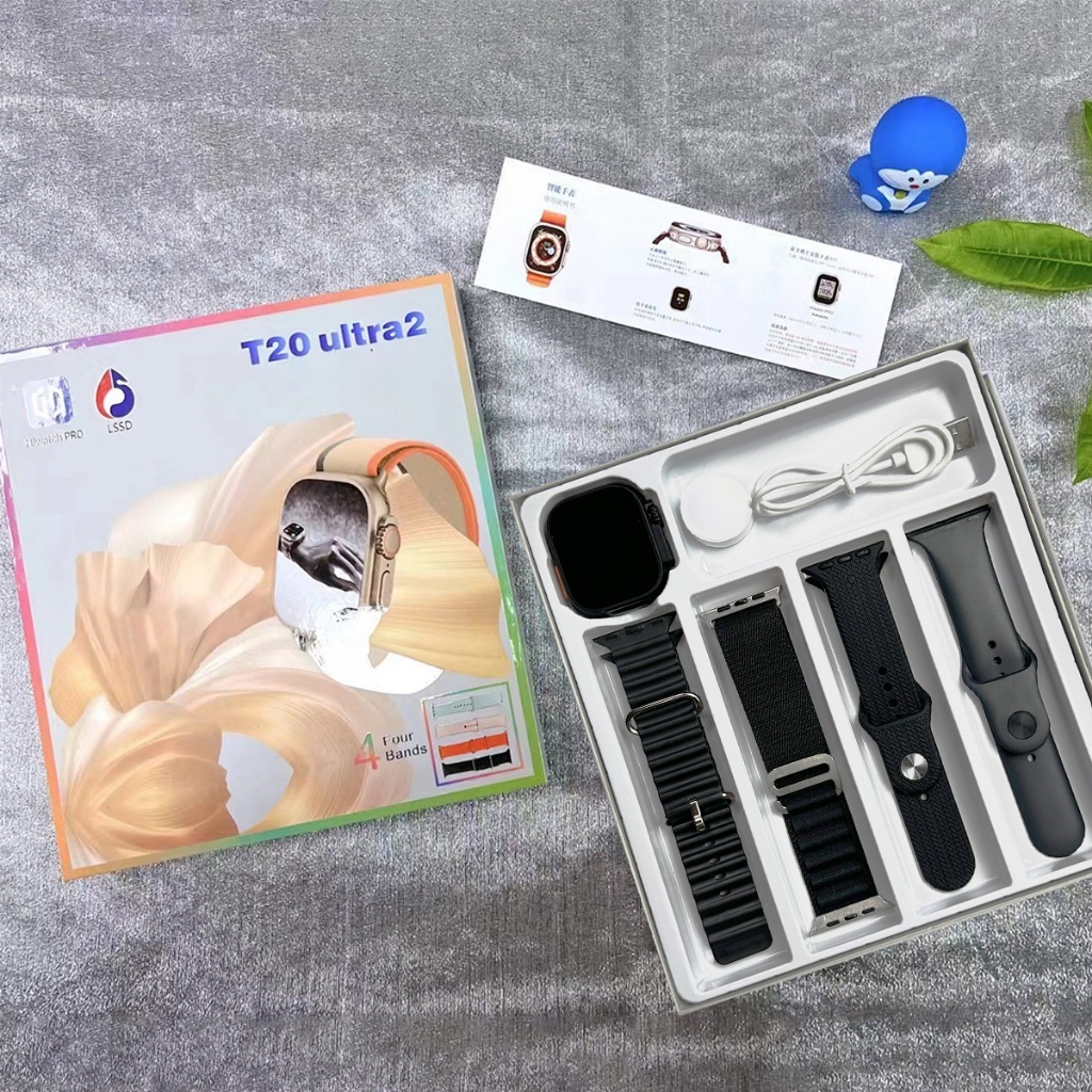 (4 Braceletes) 2024 Nova Série 9 Smartwatch T20 Ultra 2 Carga Sem Fio ...