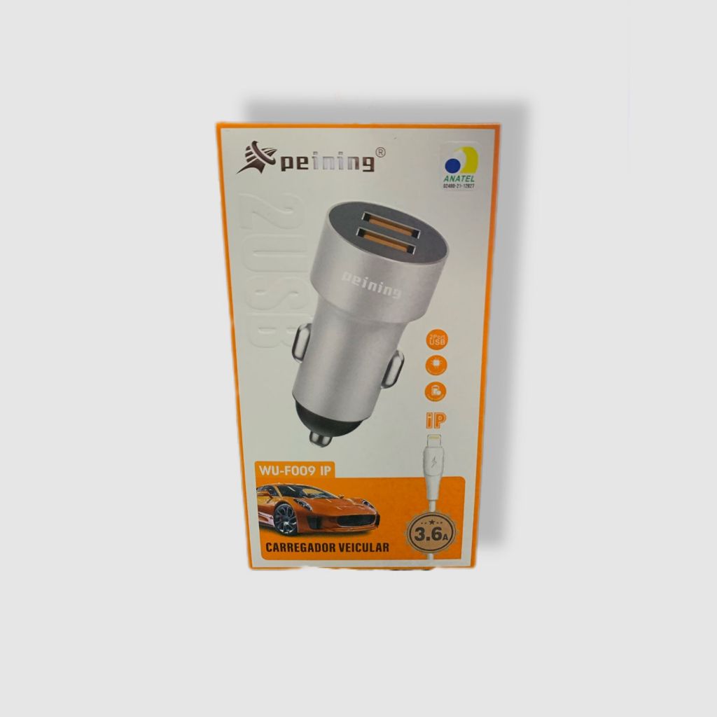 Carregador para Veicular com entrada USB PEI w F009 IP | Shopee Brasil