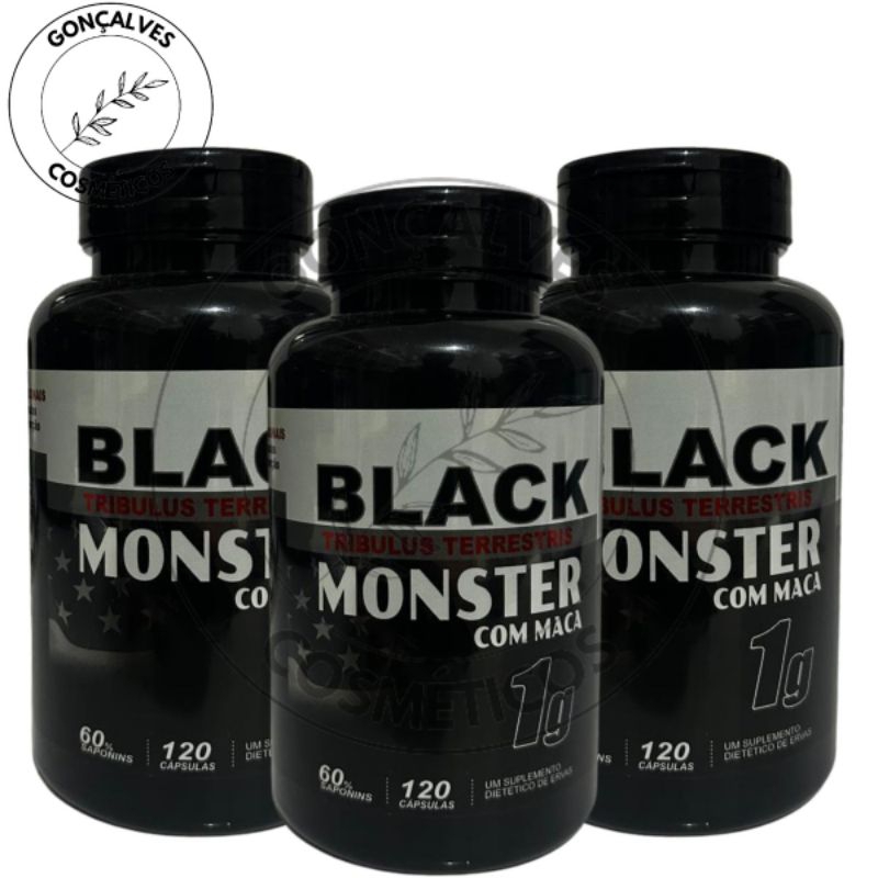 Natuervas - 03 unidades de Black Monster com maca 120 caps de 500 mg ...