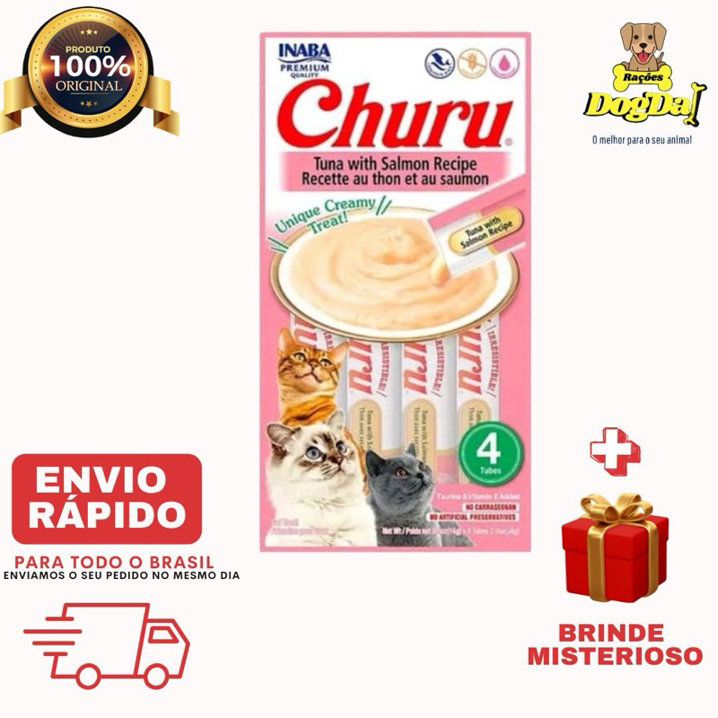 CHURU PETISCO PARA GATOS 4 TUBOS DE 14GR | Shopee Brasil