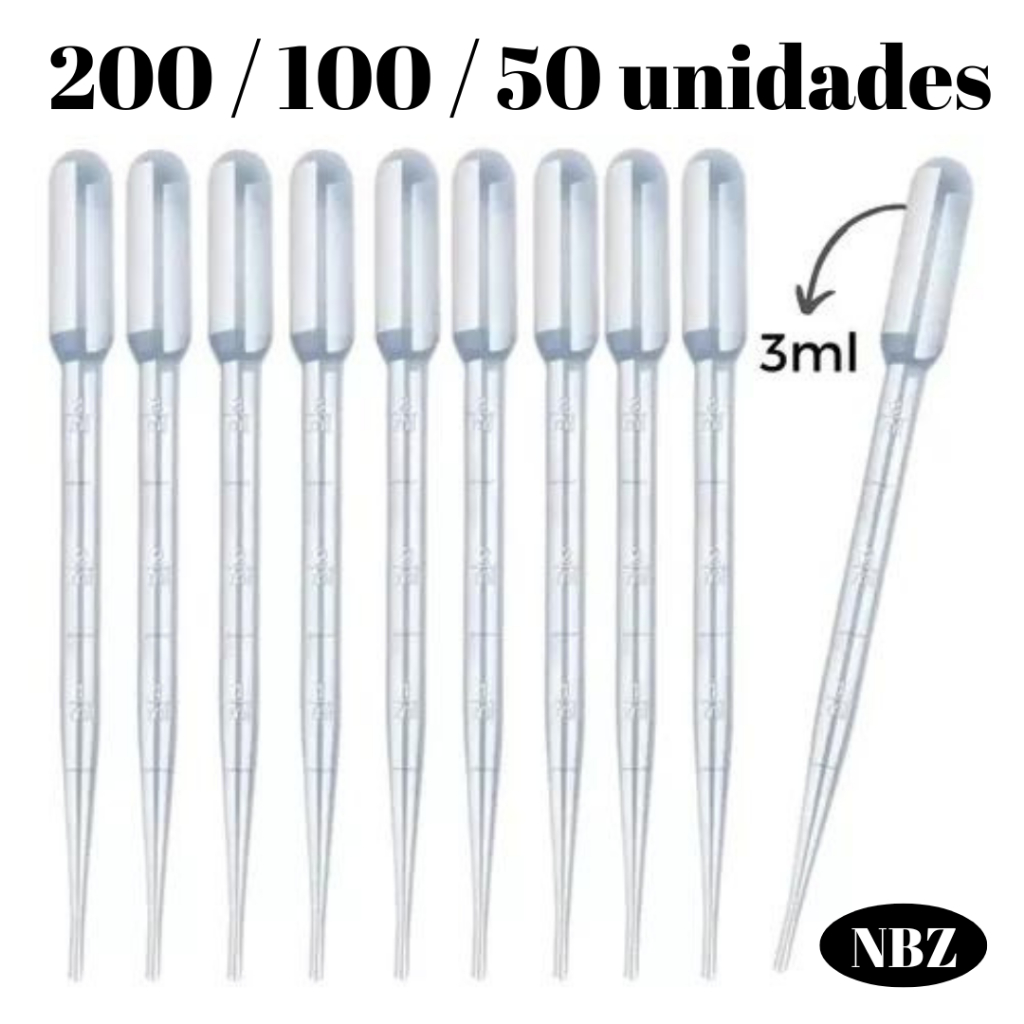 Conta Gotas 3 ML Pipeta Plastica Pasteur Conta Gotas 3 ML Com Marcador Graduada Kit 200 100 50 ...