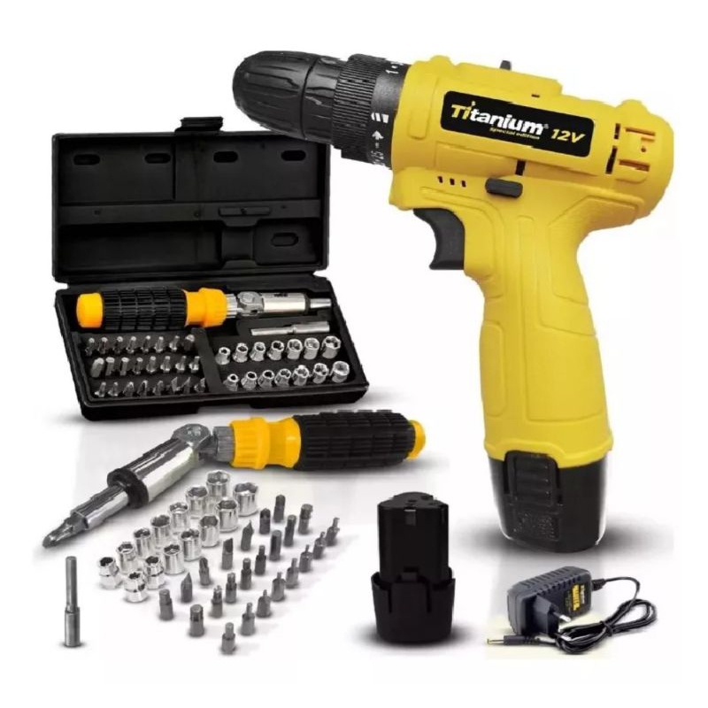 PARAFUSADEIRA FURADEIRA 12v bivolt Titanium+ kit pontas / soquetes ...