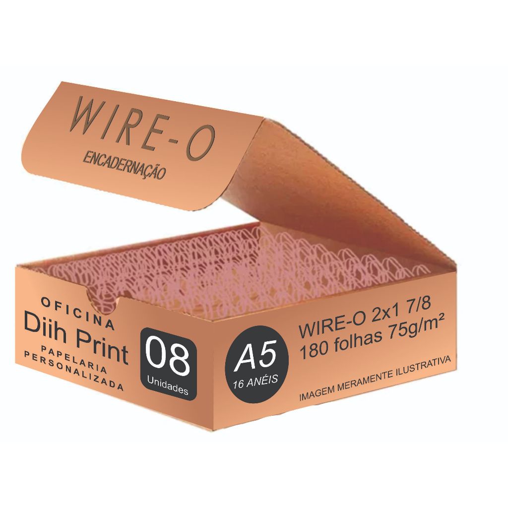 WIRE-O PARA 2X1 A5 ROSE GOLD 7/8" PARA 180 FLS 8UN | Shopee Brasil
