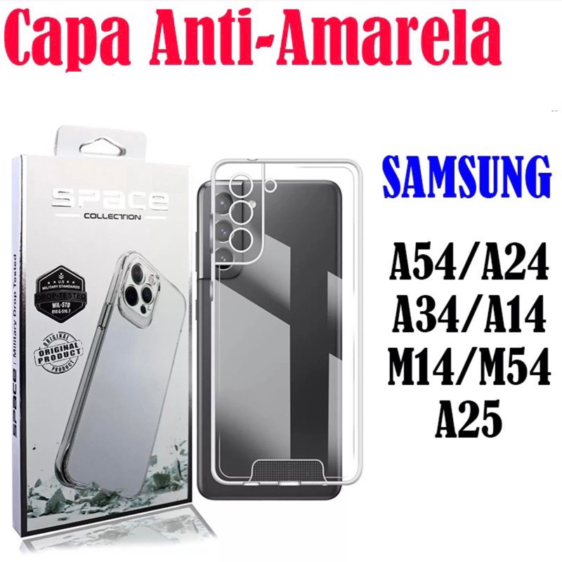 Capinha Space Acrílico Transparente Samsung A54/A34/A14/A15/A05/A05S/M14/M54/A24/A25/A22 4G ...