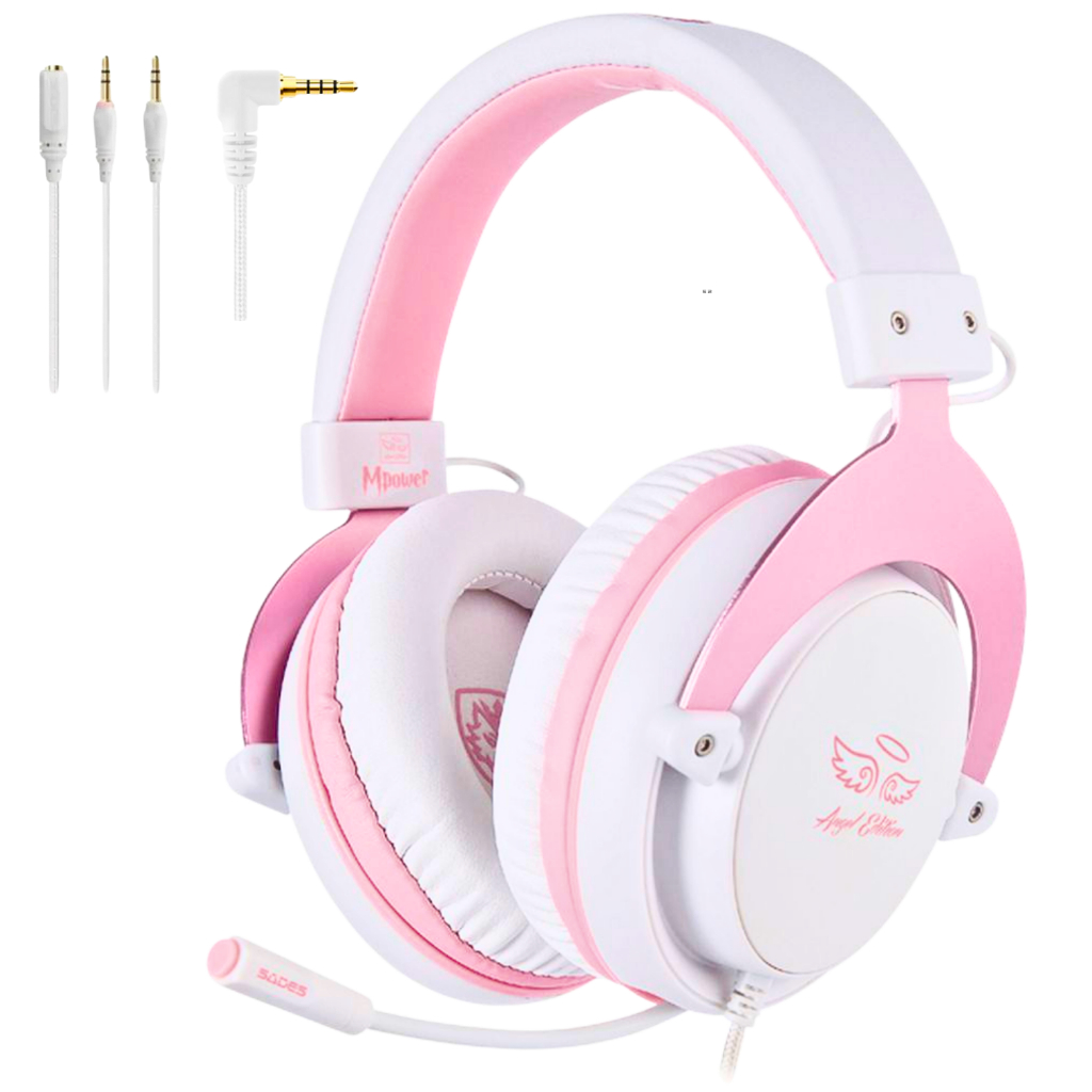 Fone de ouvido Headset Gamer Sades Mpower Rosa Angel Edition ...