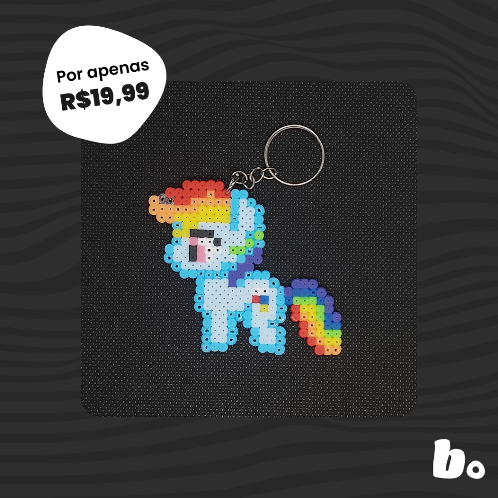 Chaveiro grande - Rainbow Dash, My Little Pony (Hama beads/pixel art ...