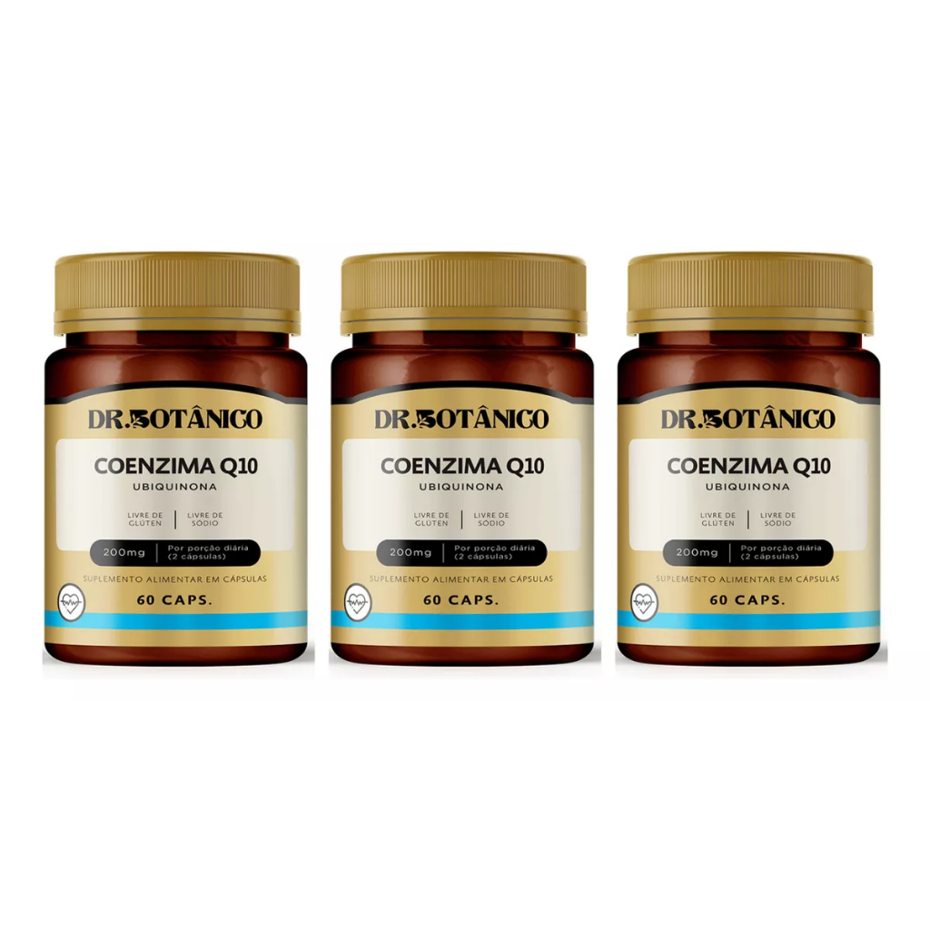 COENZIMA Q10 UBIQUINONA 200MG 60 CÁPSULAS DR. BOTÂNICO KIT COM 3 POTES ...