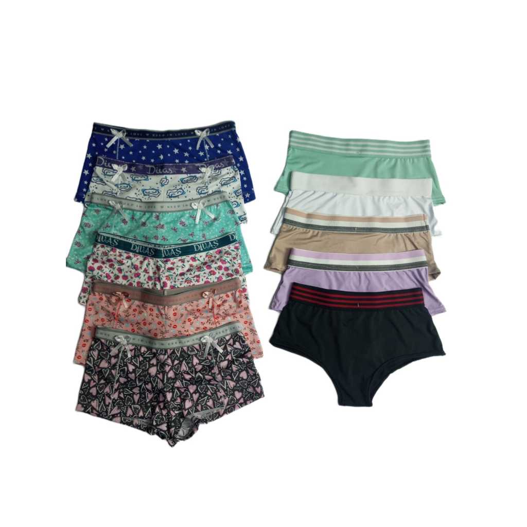Kit 05 Calcinhas Box Cueca Feminina Boxer Conforto | Shopee Brasil