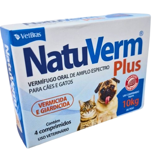Vermífugo e Giardicida Natu Verm Plus 660 mg para Cães e Gatos - 4 ...