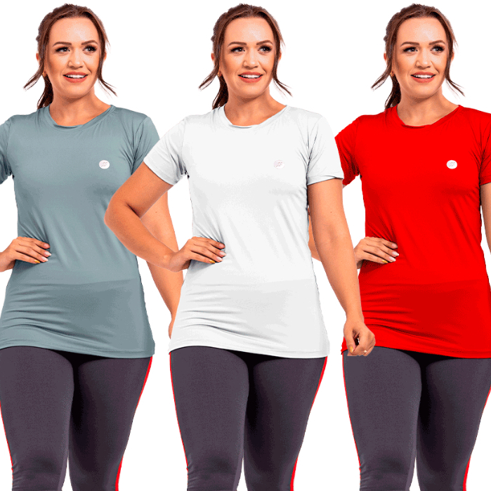 Kit 3 Blusas Dry Fit Feminina Proteção Uv Plus Size Treino - Academia ...