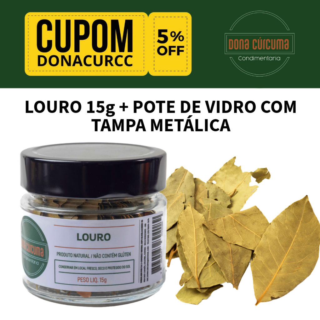Pote de tempero Louro 15g Pote de vidro Temperos e Especiarias | Shopee ...