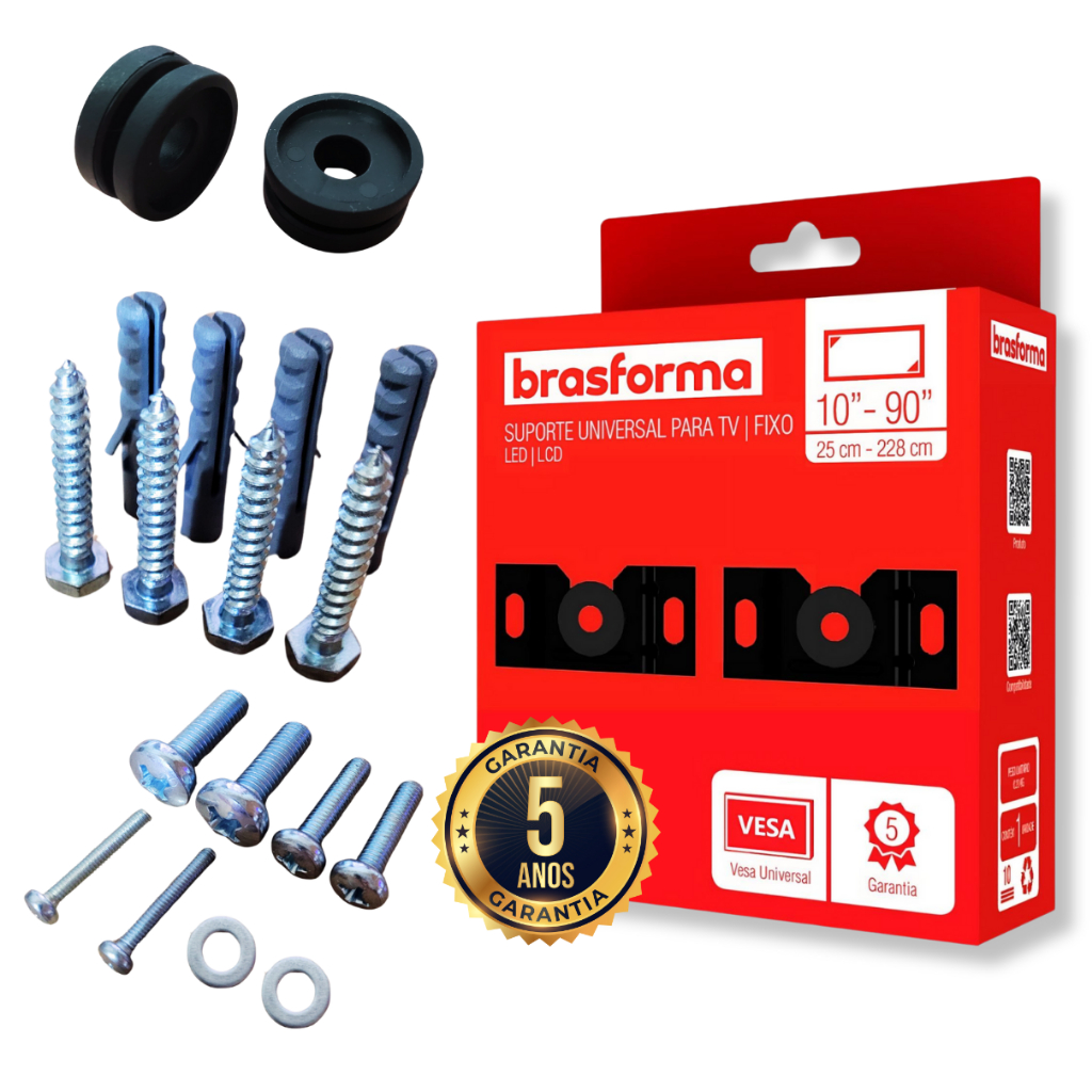 Suporte Fixo TV Universal LED LCD Smart 10 a 90 Polegadas Brasforma ...