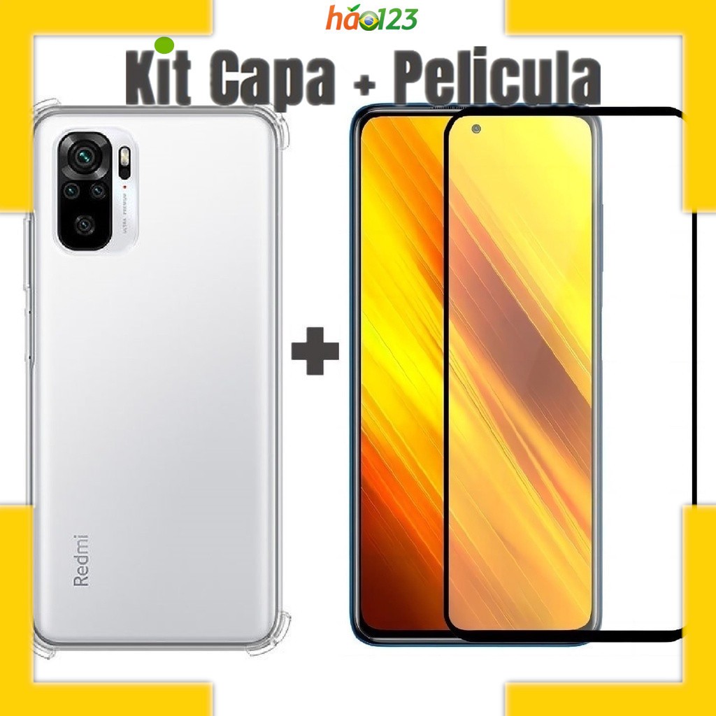 Kit 2 em 1 Capa transparente capinha TPU Anti Shock Impacto + Película Vidro Temperado 3D ...