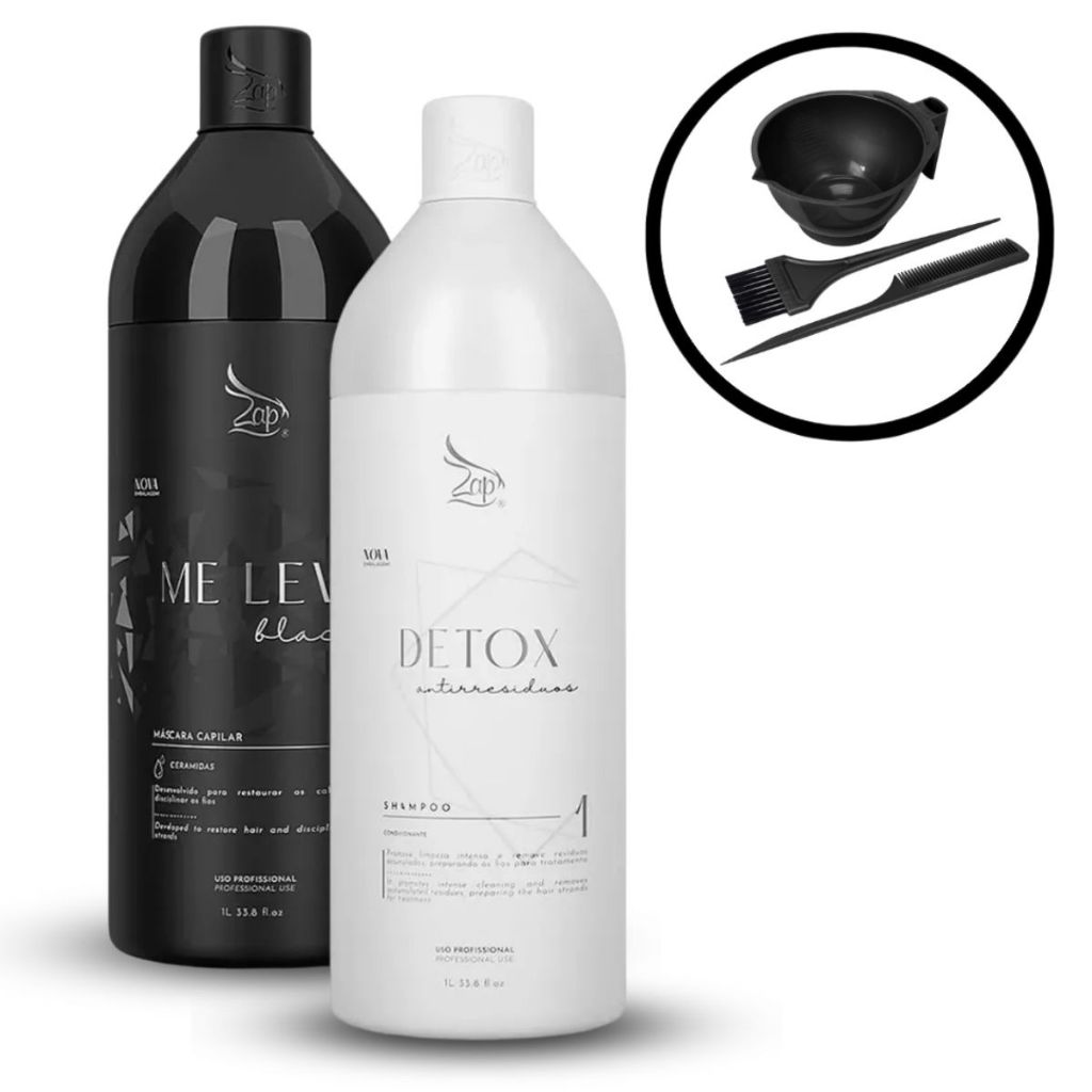 Kit Escova Progressiva Máscara Capilar Redutora 1L e Shampoo Detox 1L ...