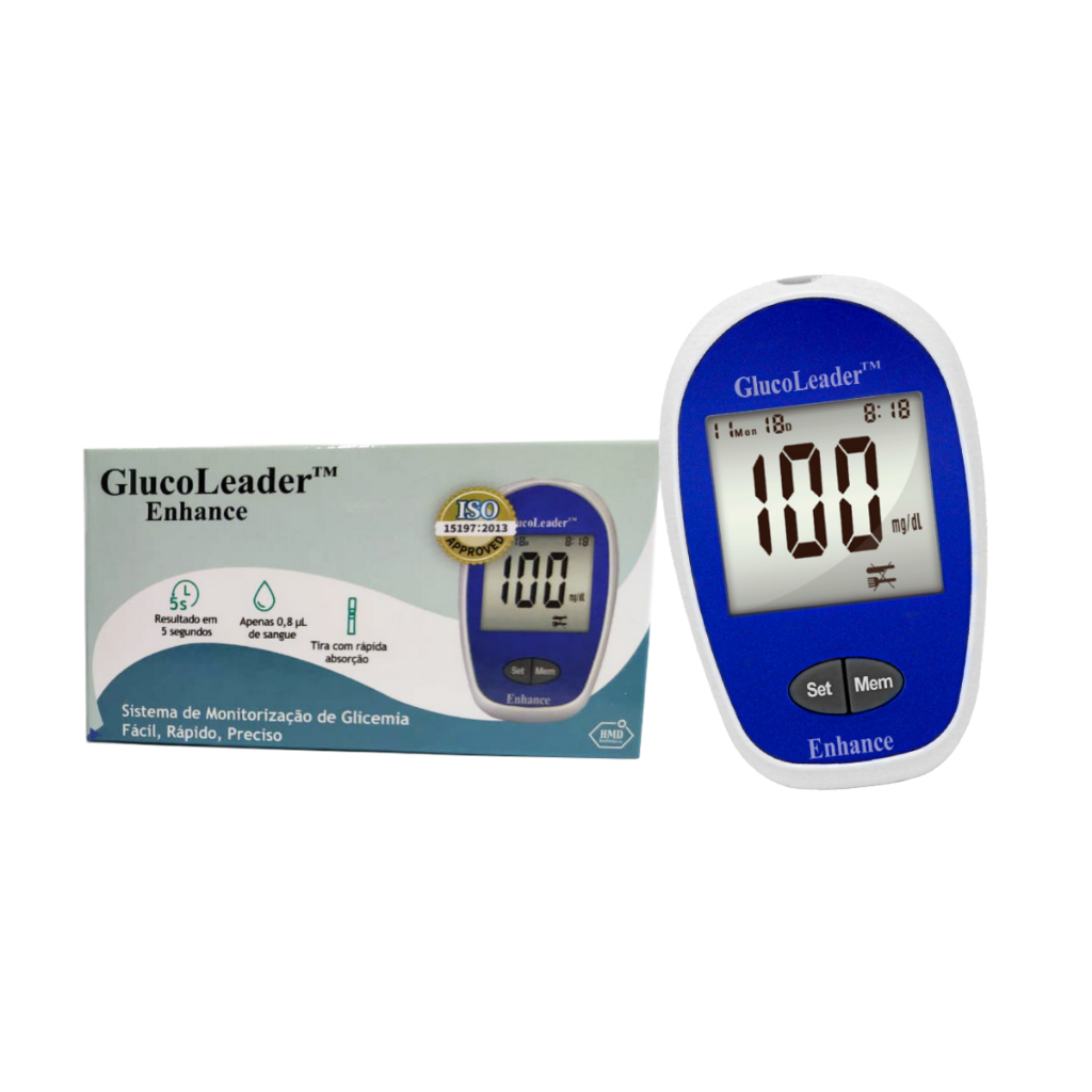 Aparelho Dextro Diabete Glicemia Digital Glucoleader + Frasco De Tiras ...