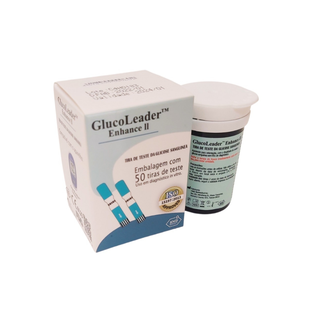 Aparelho Dextro Diabete Glicemia Digital Glucoleader + Frasco De Tiras ...