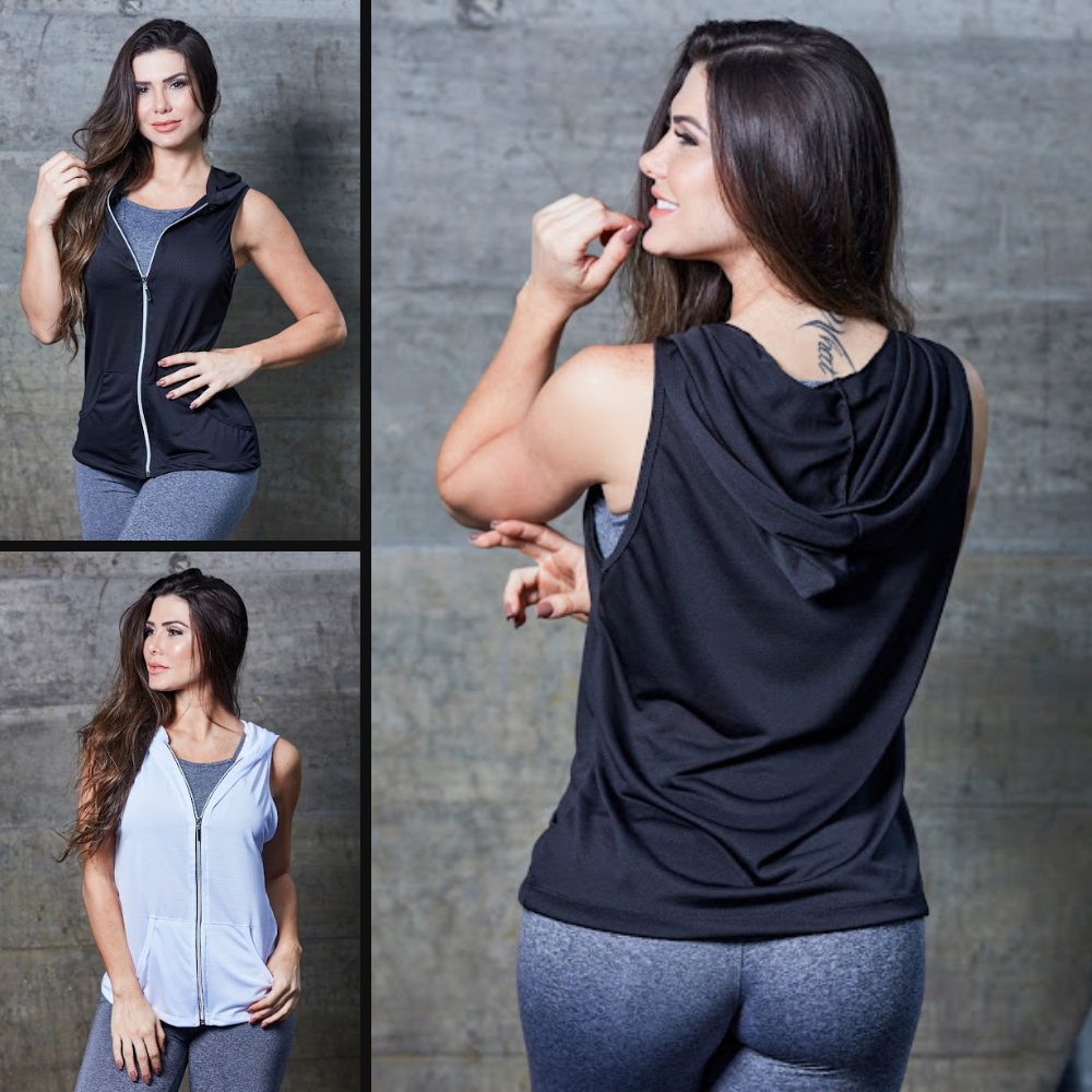 Kit 2 Colete Feminino Dry-Fit POLIESTER POLI para academia Estiloso com ...