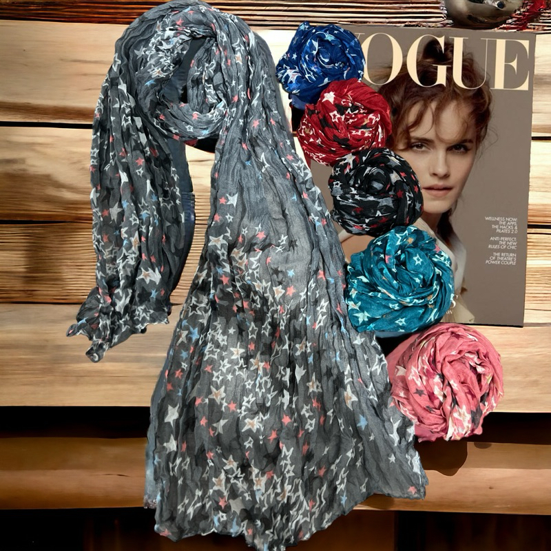 Cachecol de Seda feminina de frio inverno estampada estrela moda 55x ...