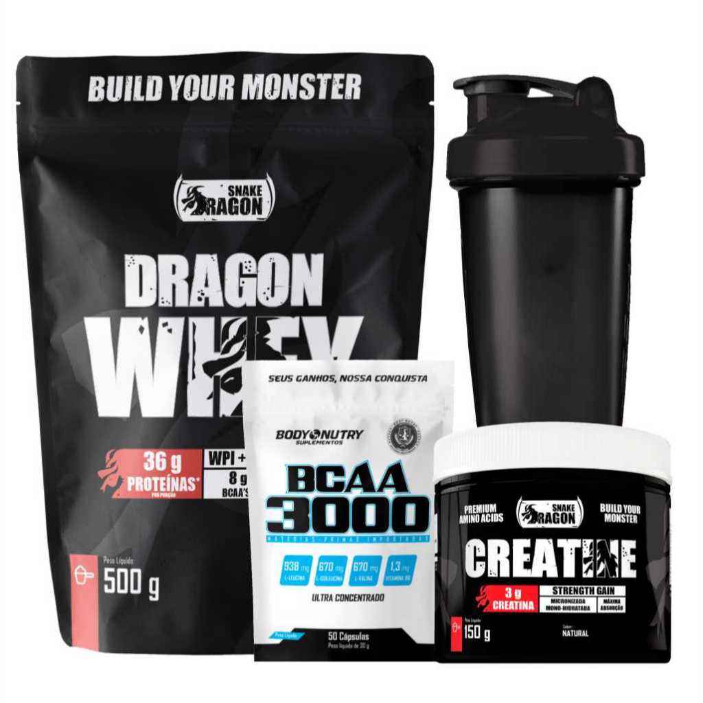 Kit Suplemento - Dragon Whey 500g + Creatina 150g - Snake Dragon + BCAA ...