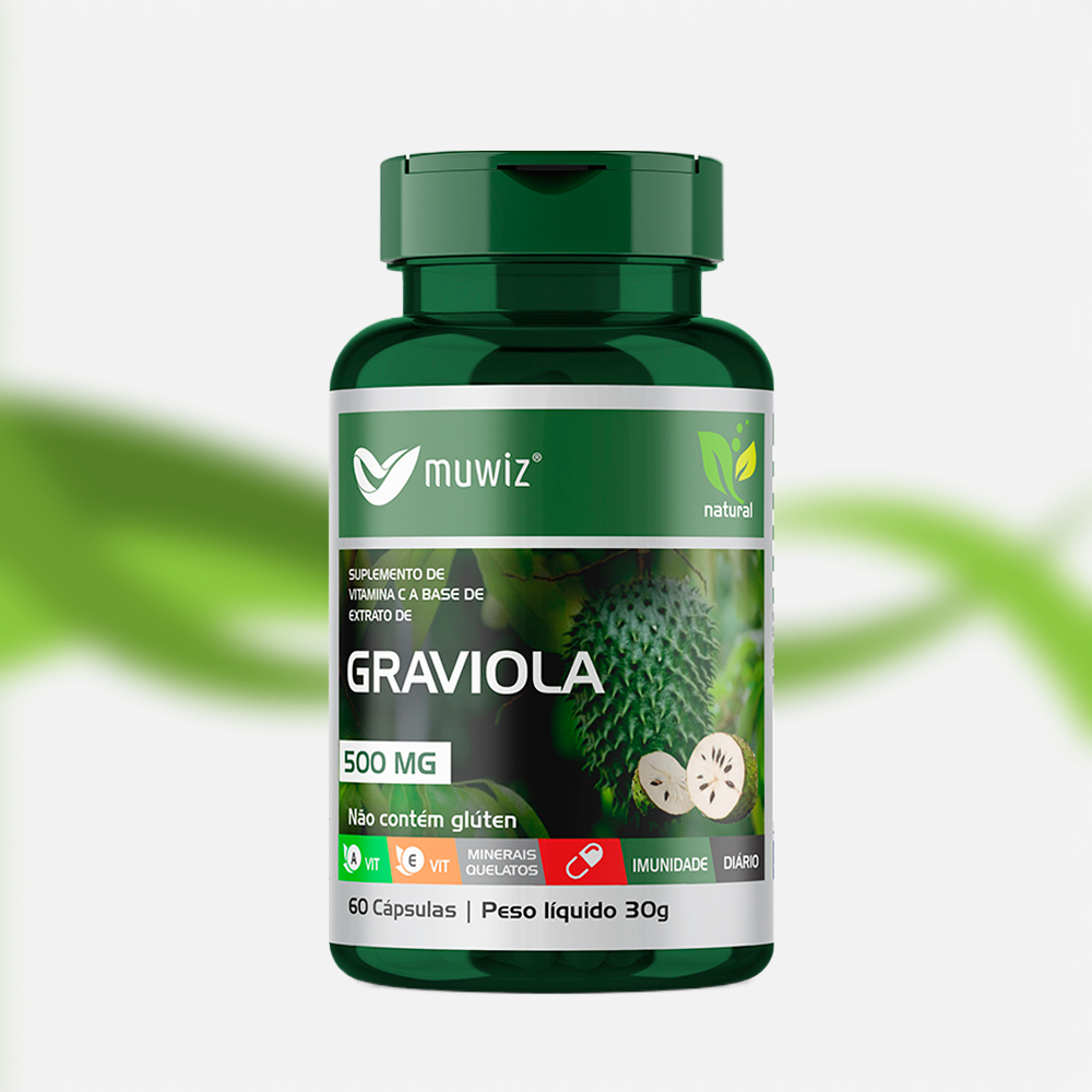 Graviola Vitaminas A, E, C 500mg 60 Capsulas Muwiz | Shopee Brasil