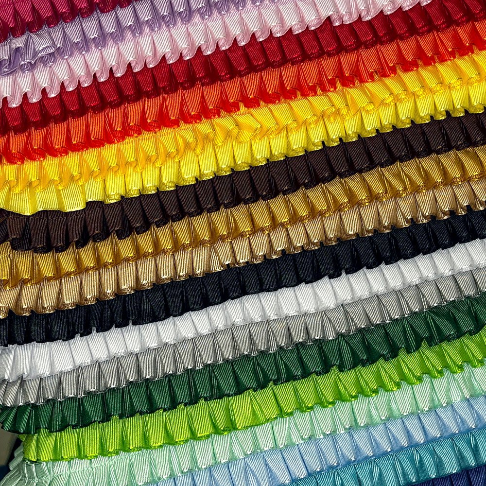 Fita Drapeada Gorgurão 2,2 cm Babadinho Franzida Personalizado Festa ...