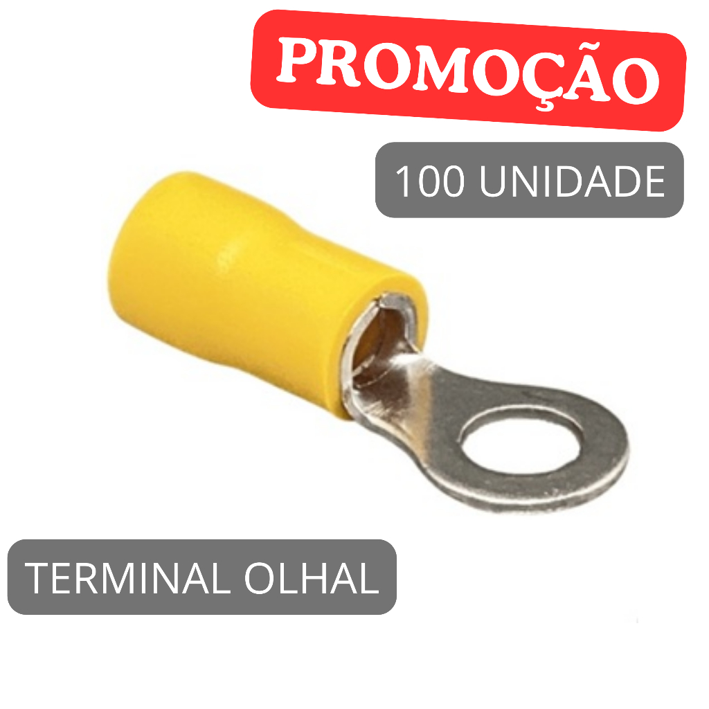 Terminal Olhal Pré-isolado Conector Elétrico para Cabos e Fios 4,0 A 6 ...
