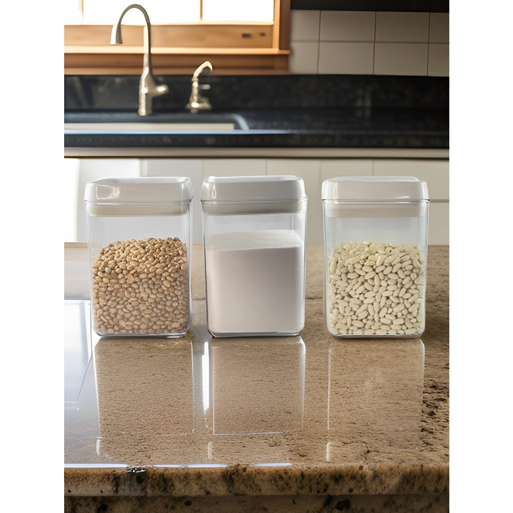 Kit 3 Potes Hermético De 1,7 Litros Acrílico Quadrado Travax' | Shopee ...