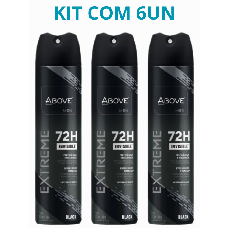 Kit C/ 3un Desodorante Aerosol Above Masculino Extreme Black 150ml ...