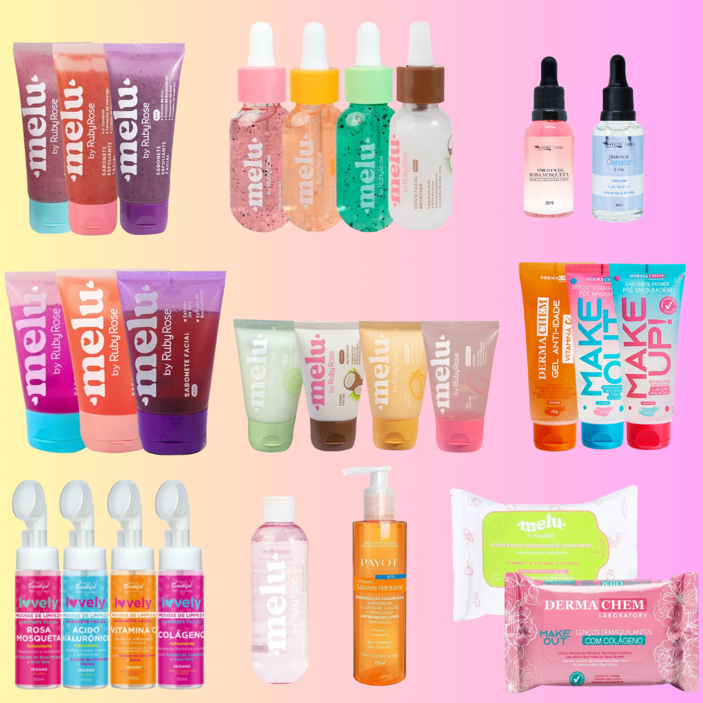 Kit skin care Melu by ruby rose face beauty mousse limpeza dermachem ...
