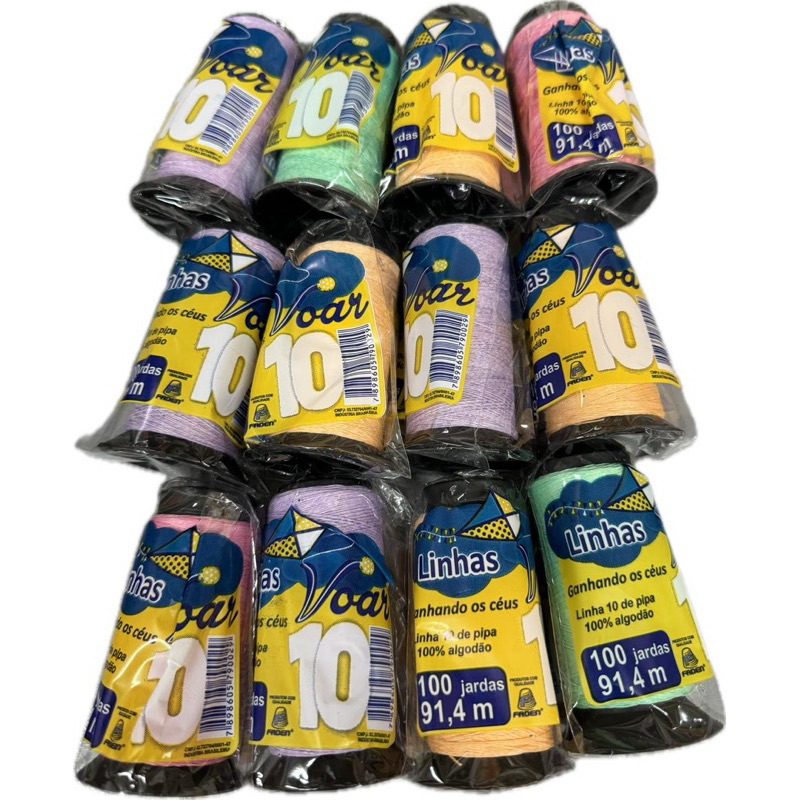 linha de pipa colorida 100 jds revenda 5 pacotes com 12 unidades ...