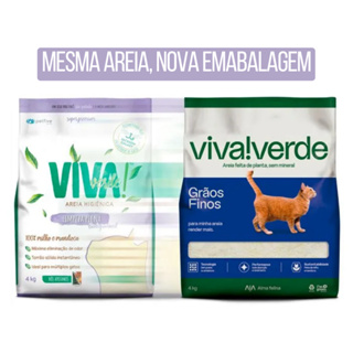 Areia Higiênica Viva Verde Limpeza Plena 4Kg RX BIO FINA - Grãos Finos - Super Premium para ...