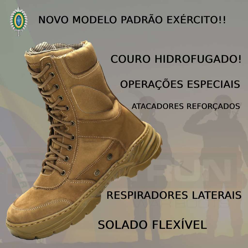 Coturno Militar selva Novo Modelo Exercito Em Couro Nobuck | Shopee Brasil