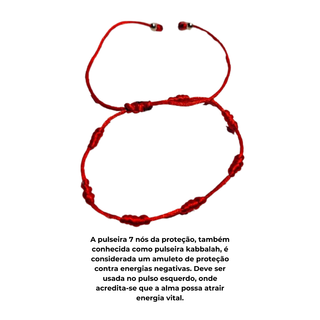 Pulseira Vermelha Kabbalah 7 Nós Proteção - adulto - bebê - infantil ...