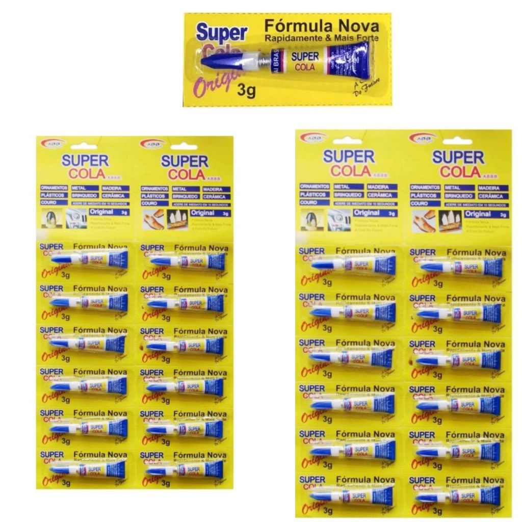 Super Bond Super Cola Instantânea Cartela Com 12 Unidades 3g Ação ...
