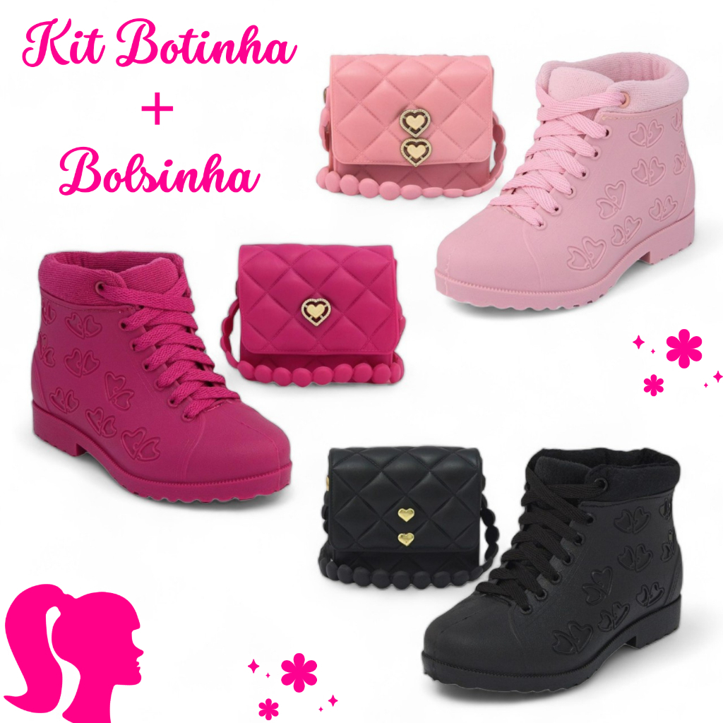 Kit Botinha Infantil Menina e Bolsinha : Coturno Infantil Feminino ...