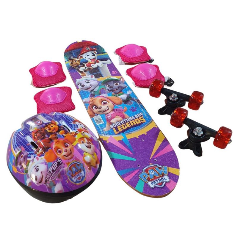 skate patrulha canina infantil ROSA com kit proteção | Shopee Brasil