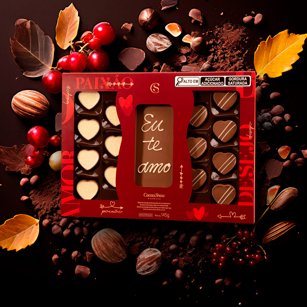 Caixa Eu Te Amo c/Chocolates Cacau Show 145g Presente Lembrancinha ...