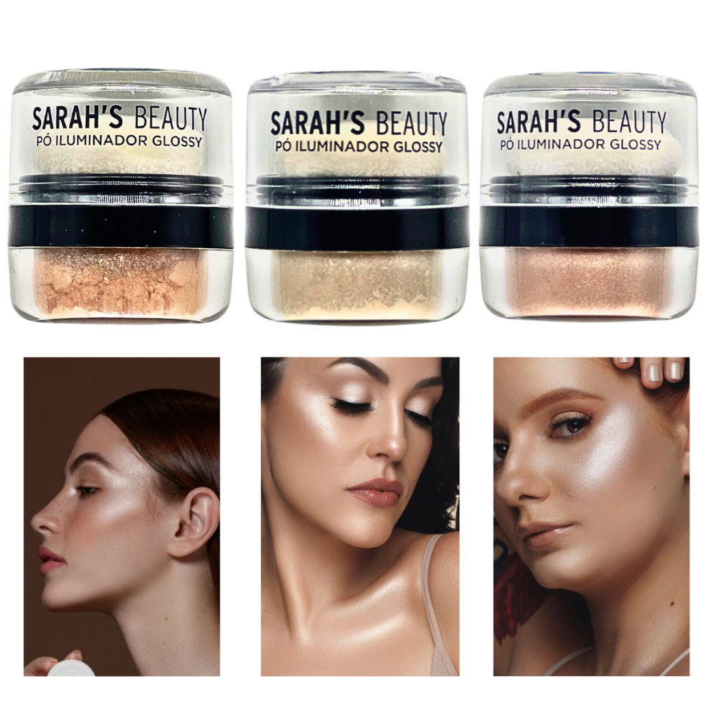 Pó Iluminador Facial Glossy - Sarah's Beauty | Shopee Brasil
