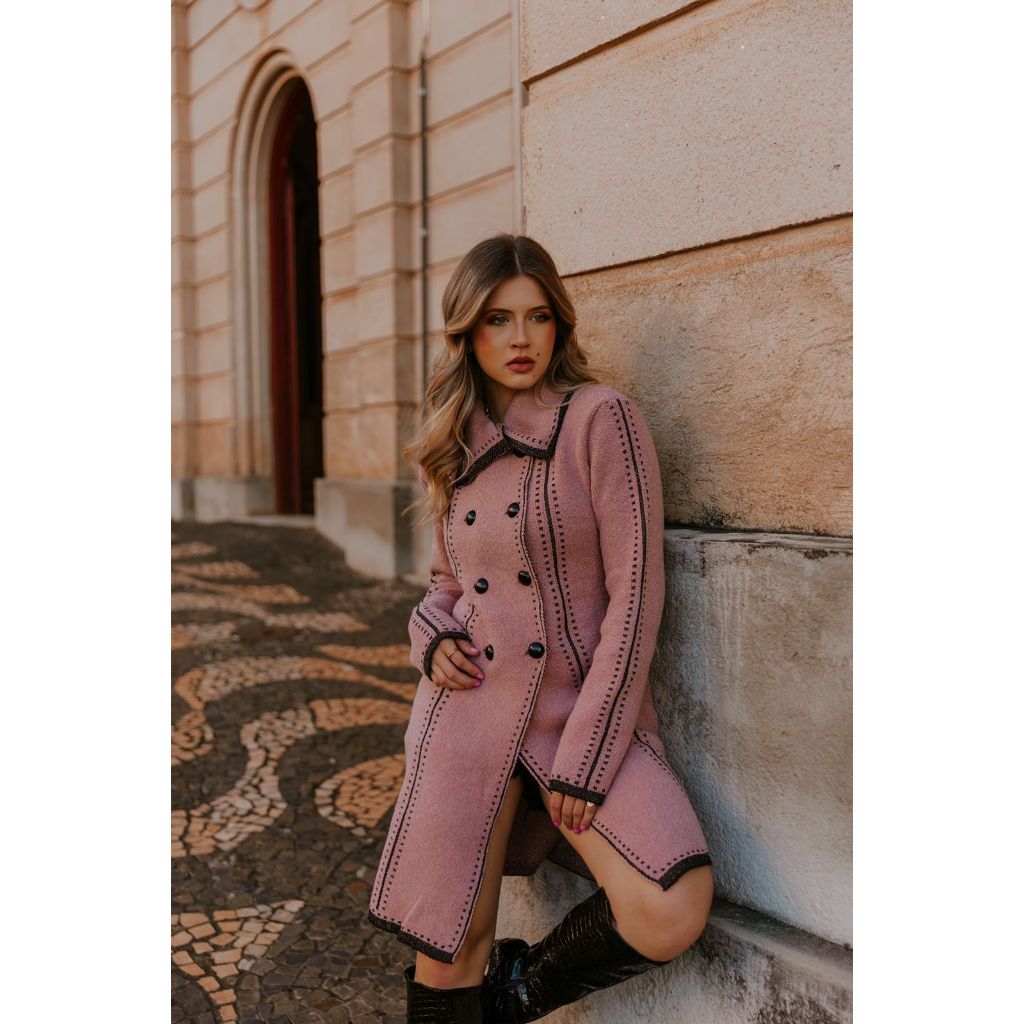 Sobretudo Tricot Mousse Inverno | Shopee Brasil