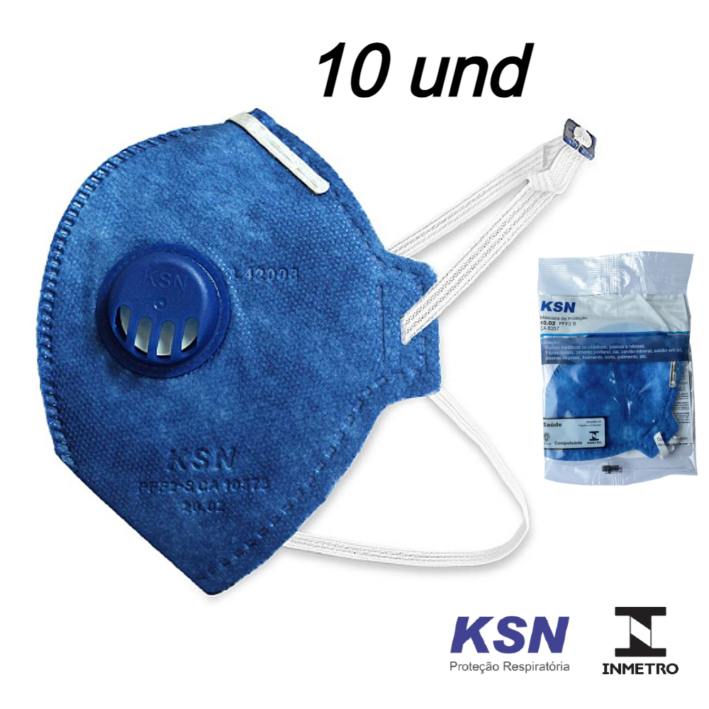 Kit 10 Máscaras Pff2-s KSN Original Com Válvula N95 Respirador Selo Inmetro - Ca 10578 | Shopee ...